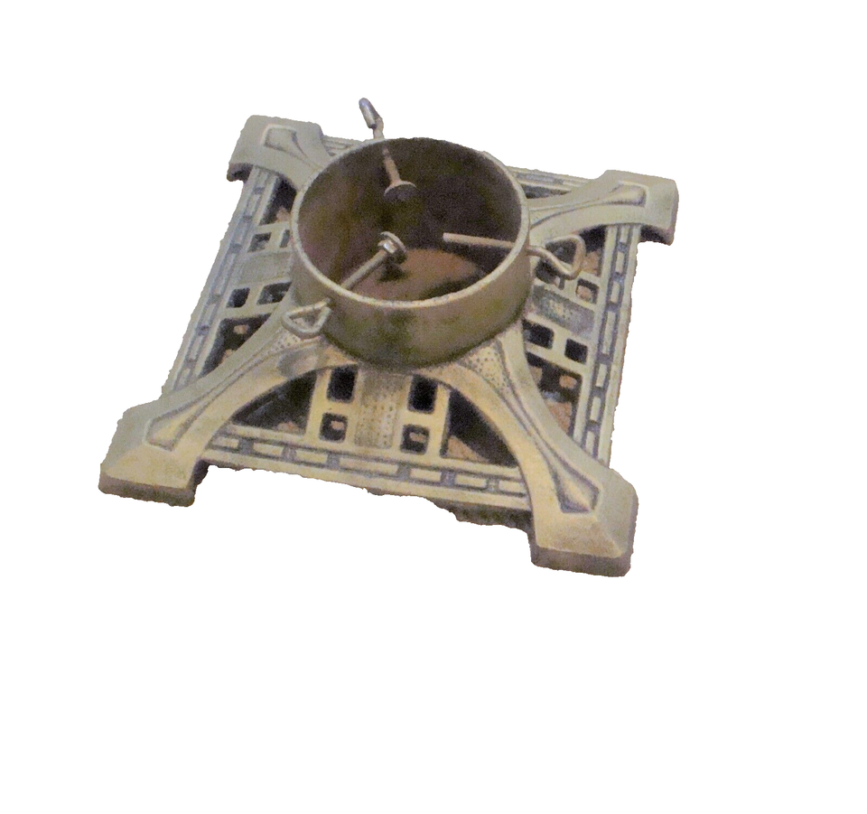 Large Vintage Gold Tone Cast Iron Metal Christmas Tree Stand - Heavy ...