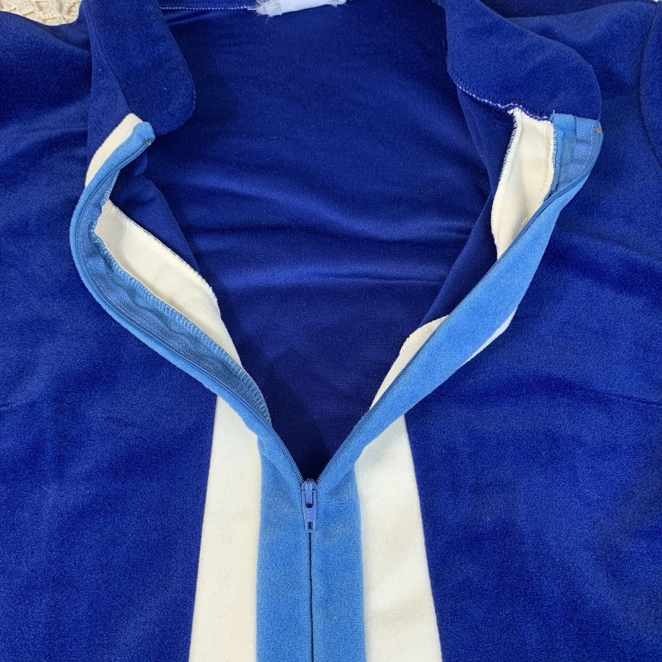 VINTAGE JC Penney Blue Colorblock Maxi Robe Women's Velour 3/4 Zip XL ...