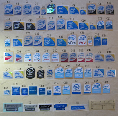 i3 i5 Xeon Core 2 duo Extreme iris Geforce RTX Centrino Celeron sticker ...