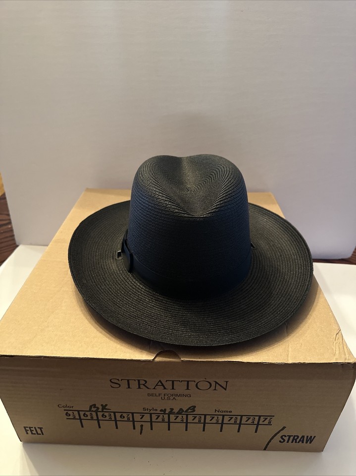 NEW Stratton Sheriff Style Straw Hat 42DB Double Brim Oval BLACK ...