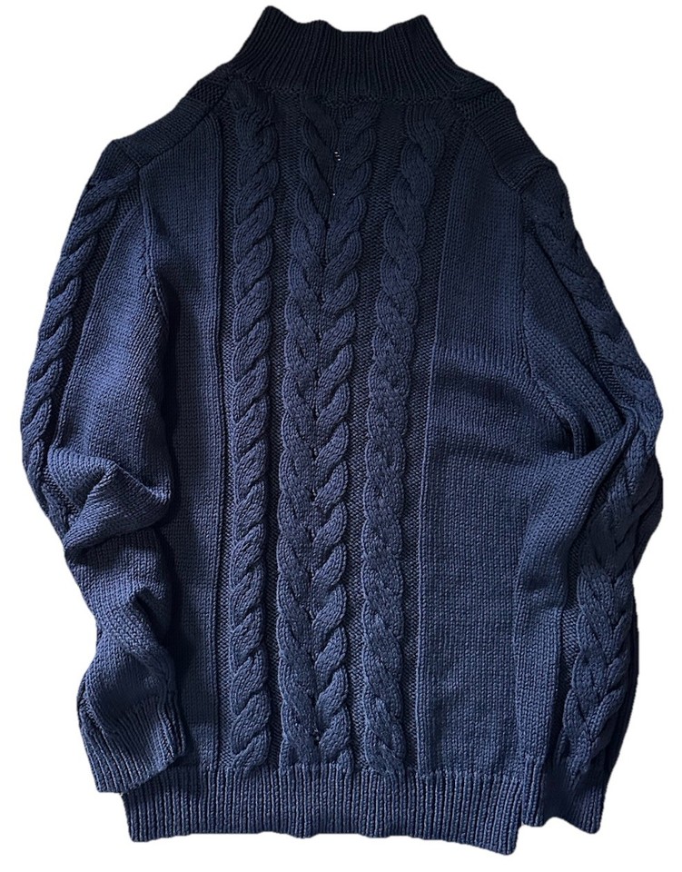 New $1795 Isaia Men Silk & Cotton-Blend Cable-Knit Polo Sweater Navy ...