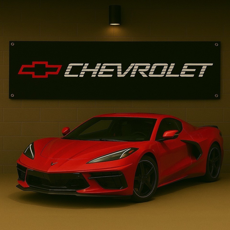 Red Bowtie Racing Flag Banner – 71x24" American Muscle Garage Wall ...