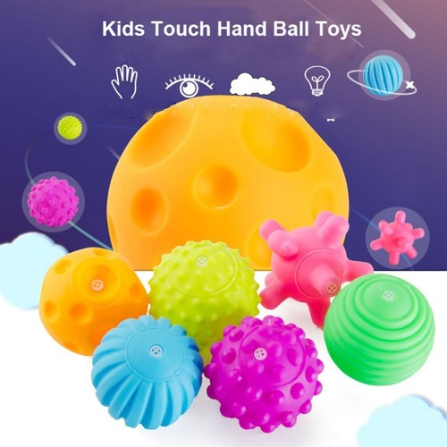 6pcs Soft Rubber Textured Multi Ball 6~6.5cm Baby Touch Hand Ball Toys ...