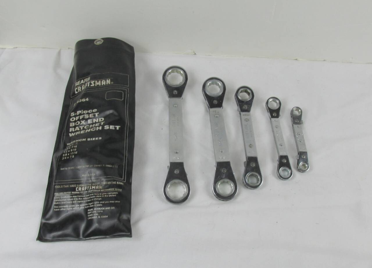Craftsman Sears USA 5 Piece SAE 12Pt Ratchet Box End Wrench Set 1/4” to ...