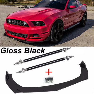 Front Bumper Lip Splitter Spoiler +Strut Rods For Ford Mustang GT ...