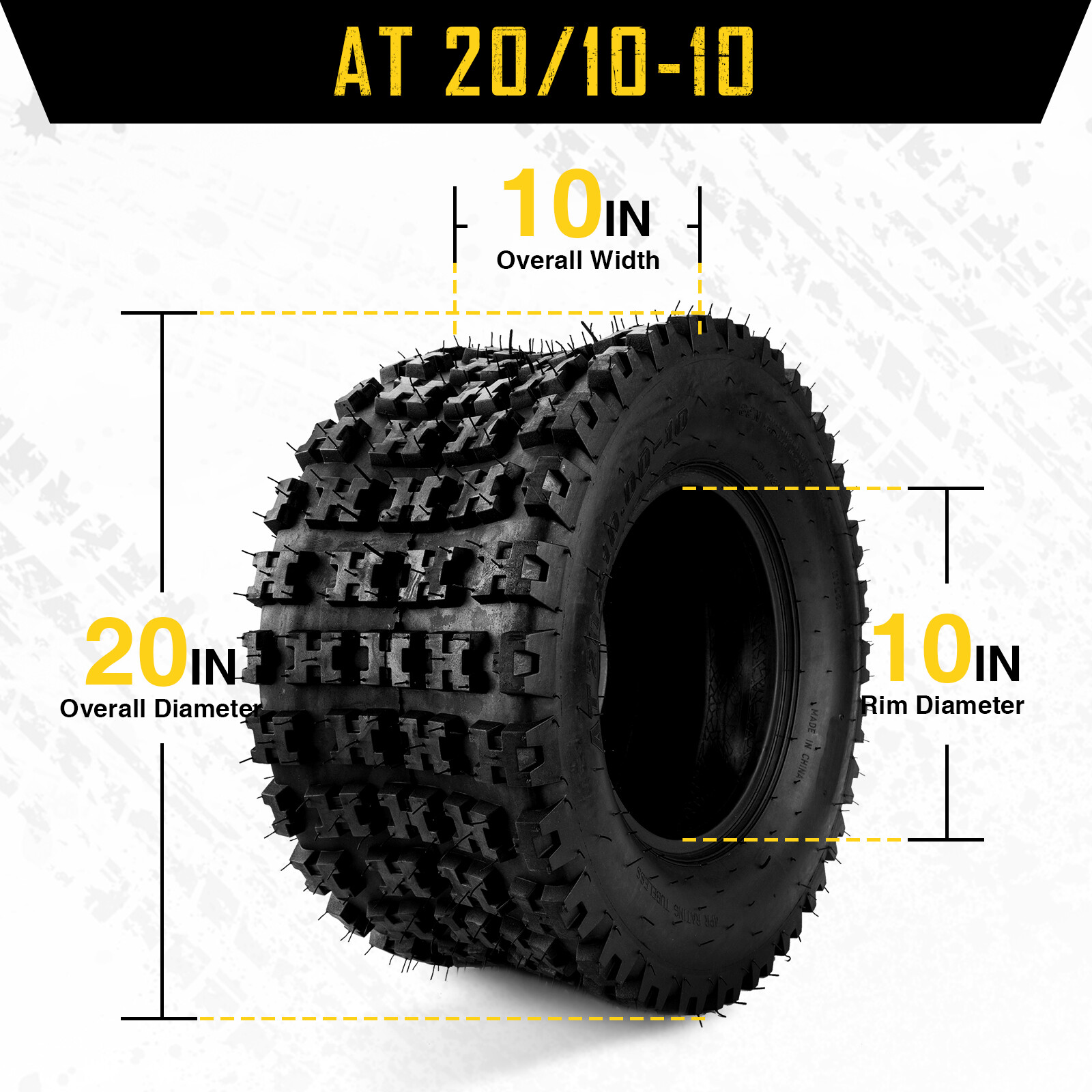1pc 20x10-10 ATV Tires 20x10x10 AT 4PR Heavy Duty For Lawn Mower All ...