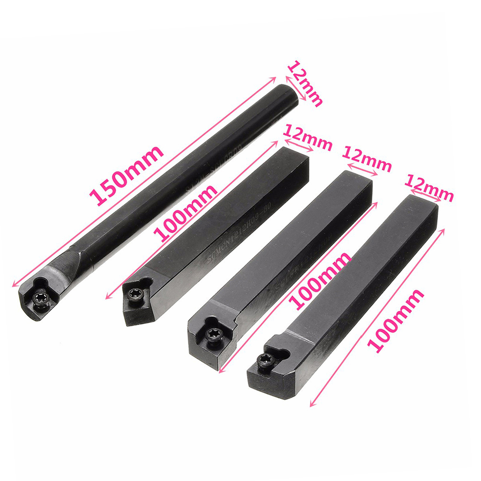 18Pcs 12MM Shank Lathe Turning Tools Holder Boring Bar + Carbide Insert ...