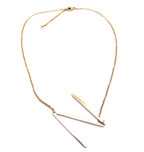 Anthropologie Sideways Initial Letter N Chain Necklace Gold Tone 17 ...