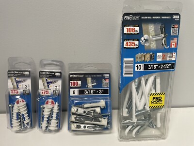 Cobra Driller Flip Wall Toggle Anchors Drywall Hollow Wall 20pc 364R ...