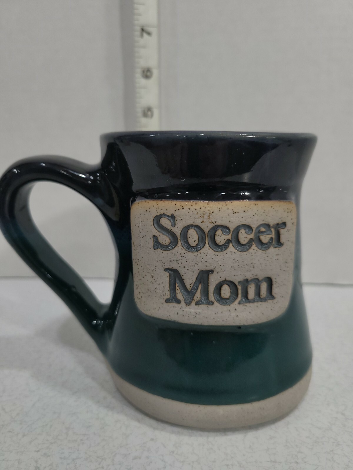 Stoneware Soccer Mom Coffee Mug Cup Heavyweight Dark Blue Glaze Mother ...