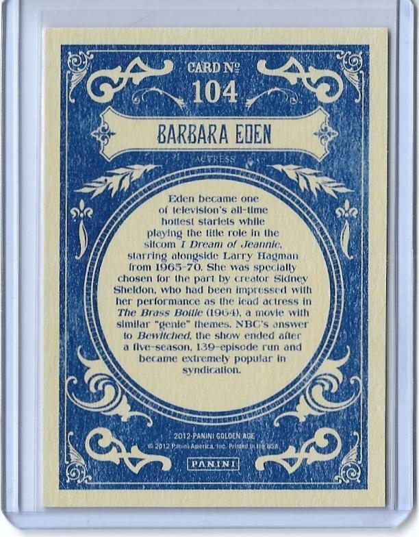 RARE 2012 PANINI GOLDEN AGE ~ BARBARA EDEN ~ WHITE BORDER /58 CARD #104 ...