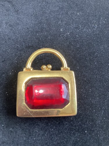 Vintage Tack Pin Gold Tone Red Stone Miniature Handbag | eBay
