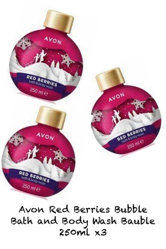Avon Red Berries Bubble Bath Bauble 250ml X3 | eBay