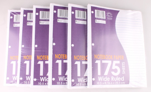 6 Pack of Norcom Notebook paper, wide ruled, 175 sheets - Back To ...
