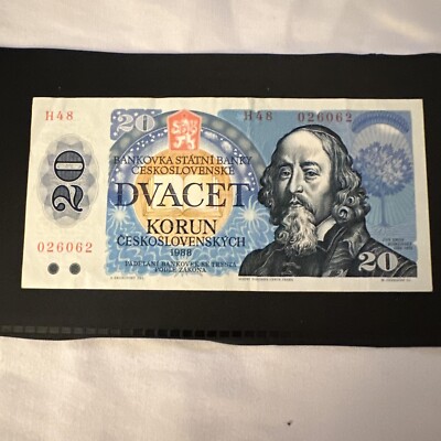 1988 Czechoslovakia 20 Korun Ch AU Czech Paper Money Currency Banknote ...