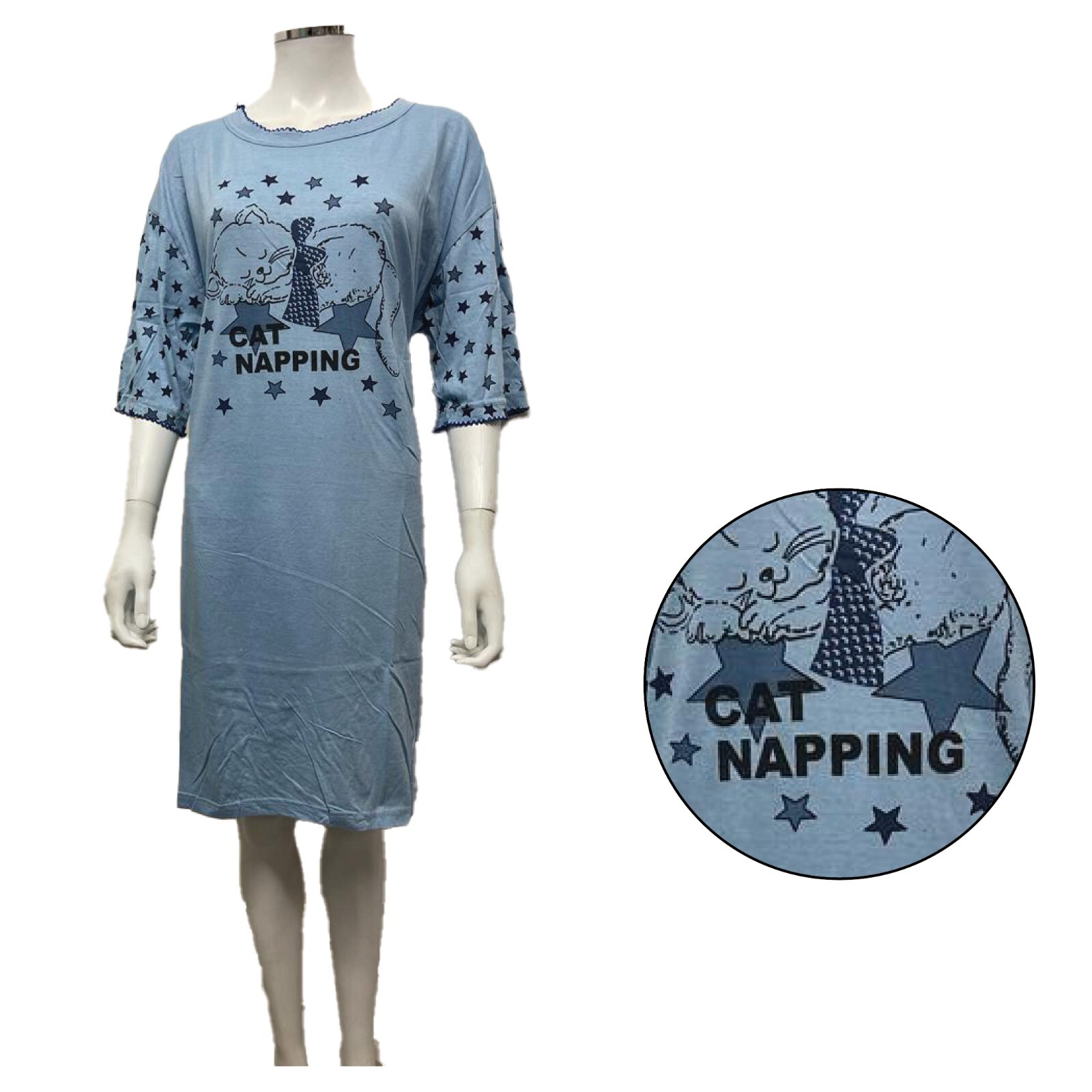 Ladies Nightdress Fun Nightie Pillow Talk Cat Night Shirt 100% Cotton ...