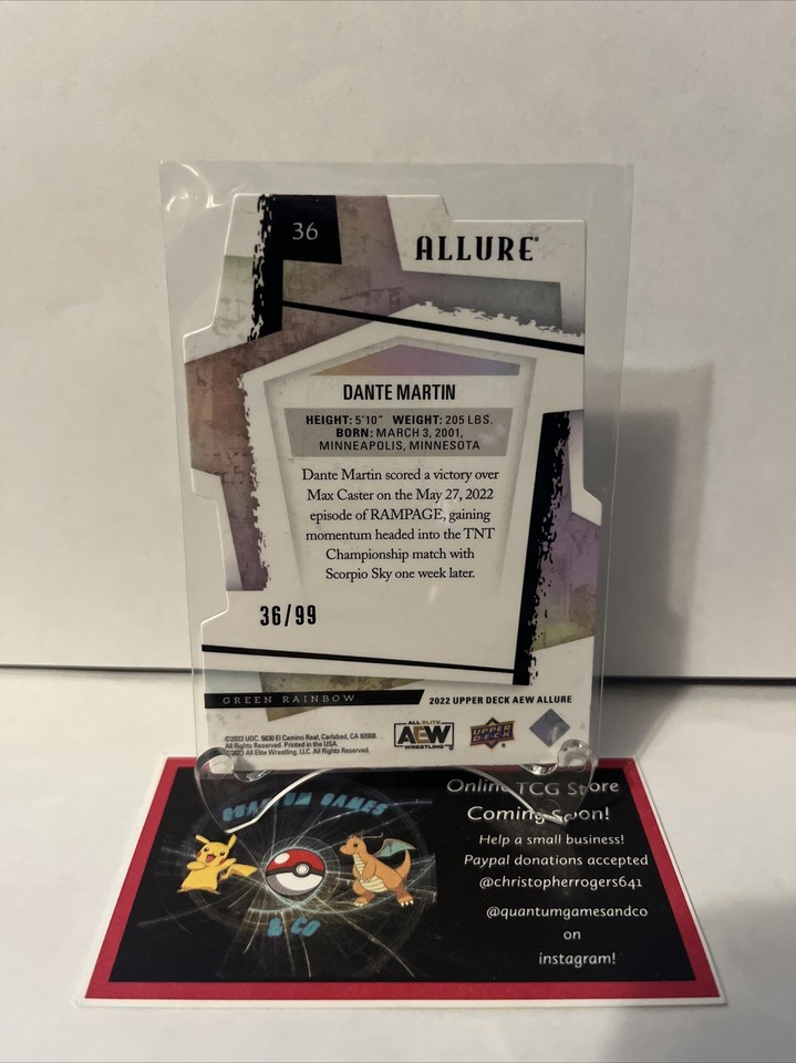 2022 AEW Allure Dante Martin #132 Star Futures Green Die Cut /99 | eBay