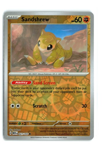 Sandshrew 027/165 151 REVERSE HOLO POKEMON TCG NM-LP | eBay