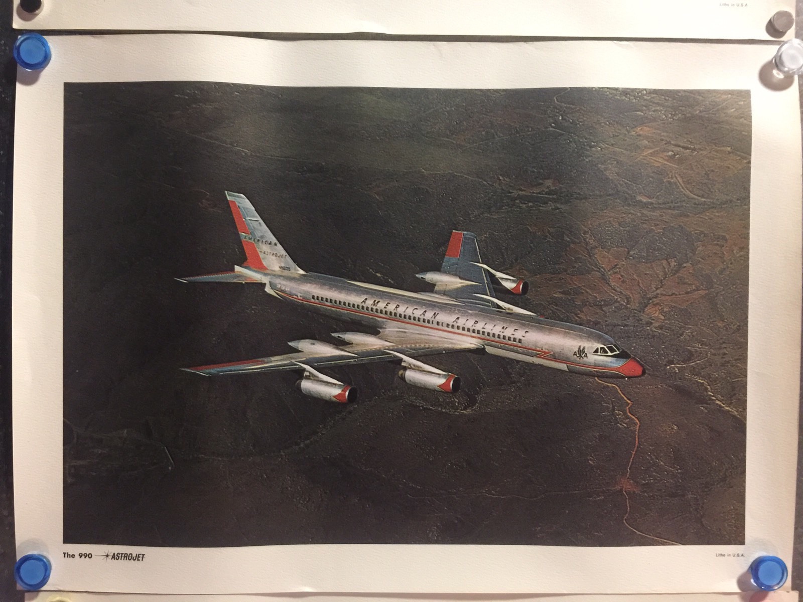 Vtg American Airlines Astrojet Lithograph Posters Boeing 707 727 ...