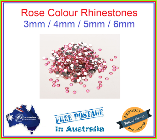 100/250/500/1000/2000 Acrylic Rose Rhinestones Nail Art Craft 3mm/4mm ...