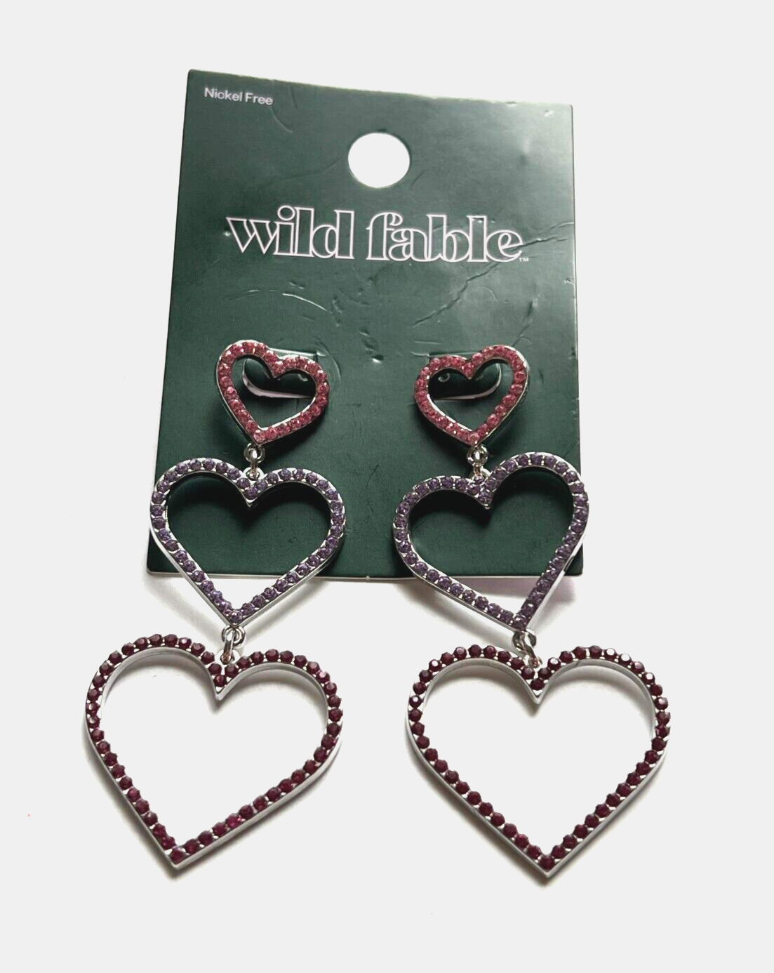 ER5253 UNIQUE SILVE TONE PINK RHINESTONE HEART DANGLE STUD EARRINGS | eBay