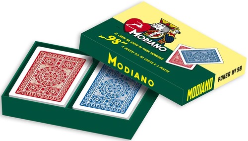 Modiano 98 Poker 2 Playing Cards Decks Box Set Limited Edition Red Blue ...