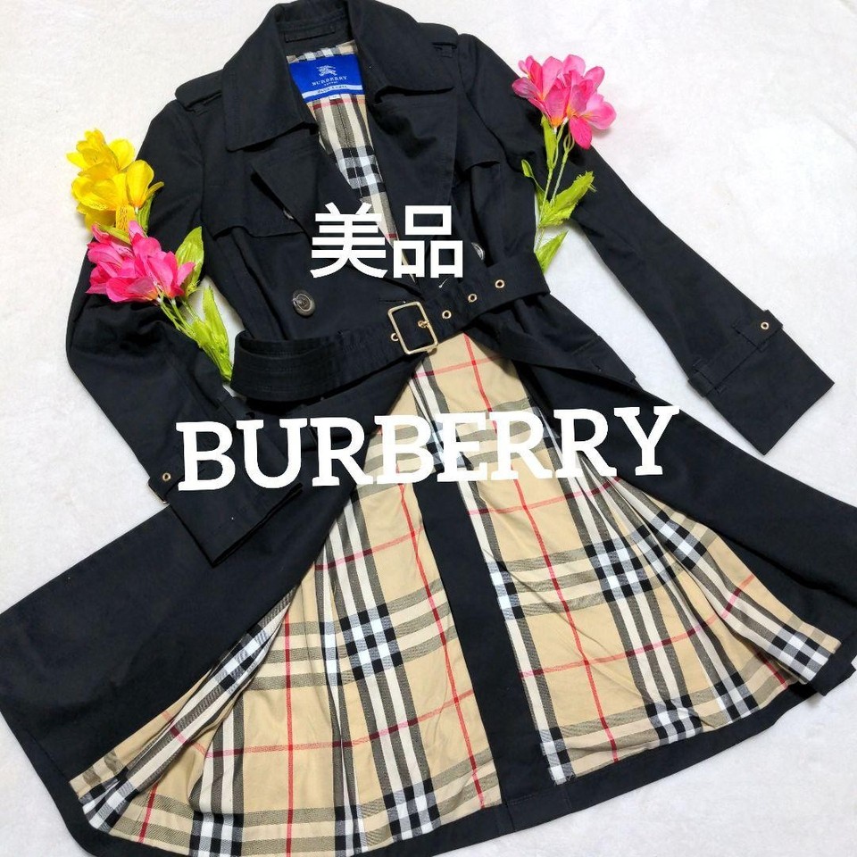 Burberry Blue Label Long Coat Black Size 38 From Japan | eBay