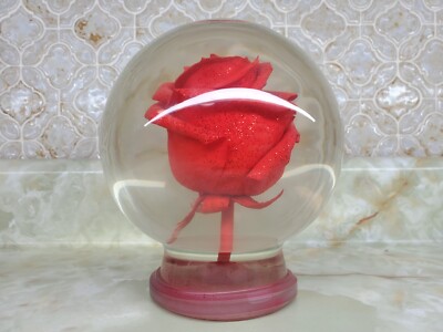 Vtg Preserved Real RED GLITTER Rose Glass ball Dome Globe- Large 7 ...