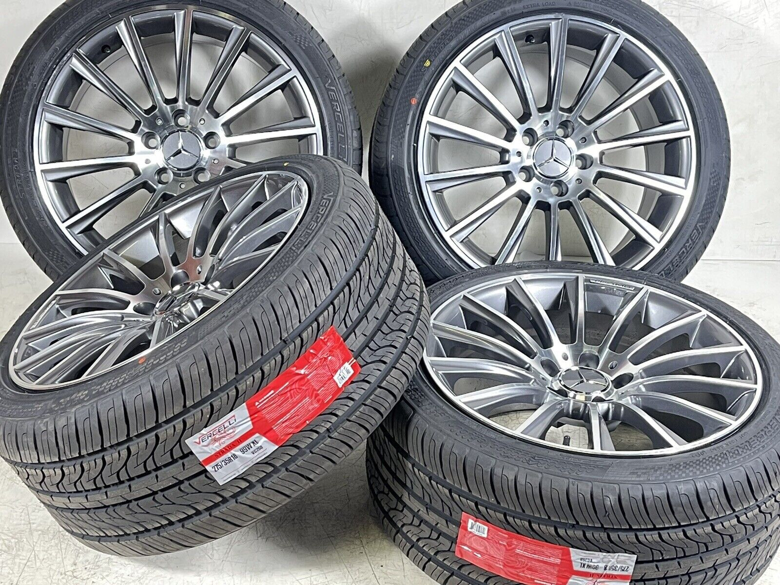 18” STAGGERED MERCEDES BENZ STYLE RIMS WHEELS TIRES FITS C E SL CL S ...