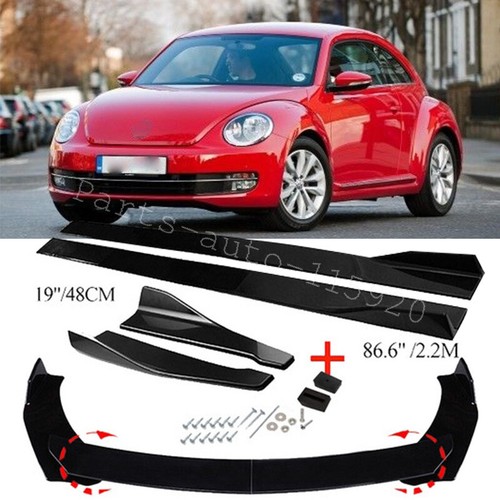 For Volkswagen Beetle Black Car Front Bumper Lip Splitter Side Skirts ...