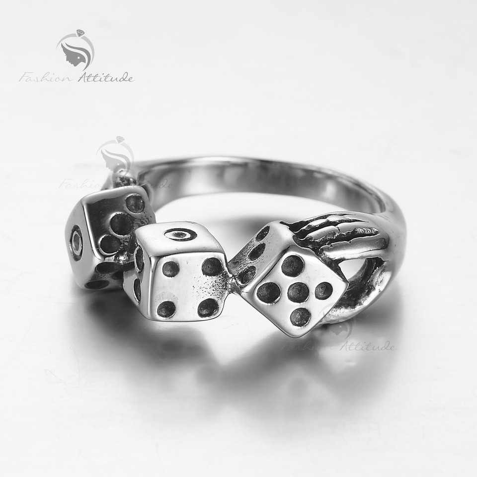 Lucky dice ring stainless steel silver fashion attitude | eBay