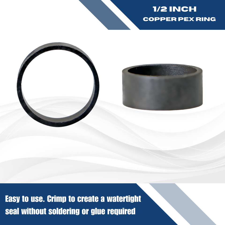 200 Pack XFITTING 1/2" Pex-B Copper Ring, 1/2" Pex Ring, Barb Crimp ...