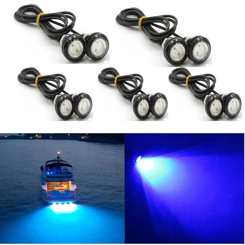 Universal Blue LED Boat Plug Light Waterproof Marine Underwater Fish ...