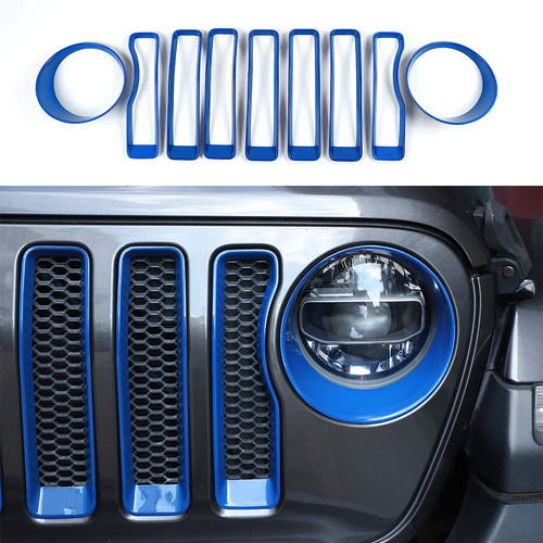 Front Grille Inserts & Headlight Cover Trim Ring For 2018+ Jeep ...
