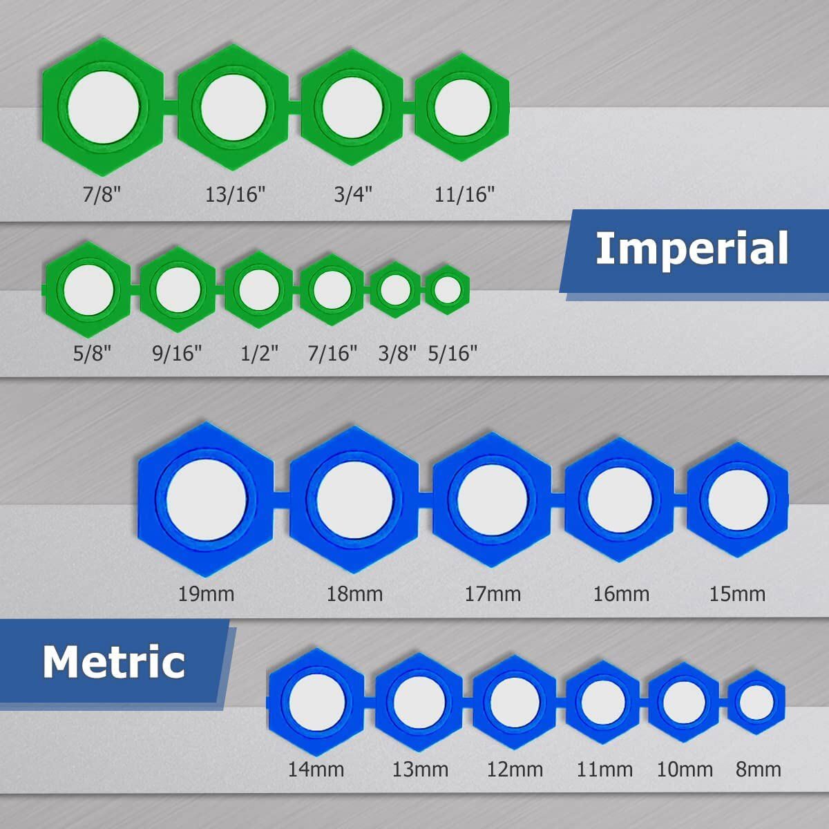 21pcs SAE and Metric Magnetic Socket Inserts Holds Nut & Bolt Tool Set ...