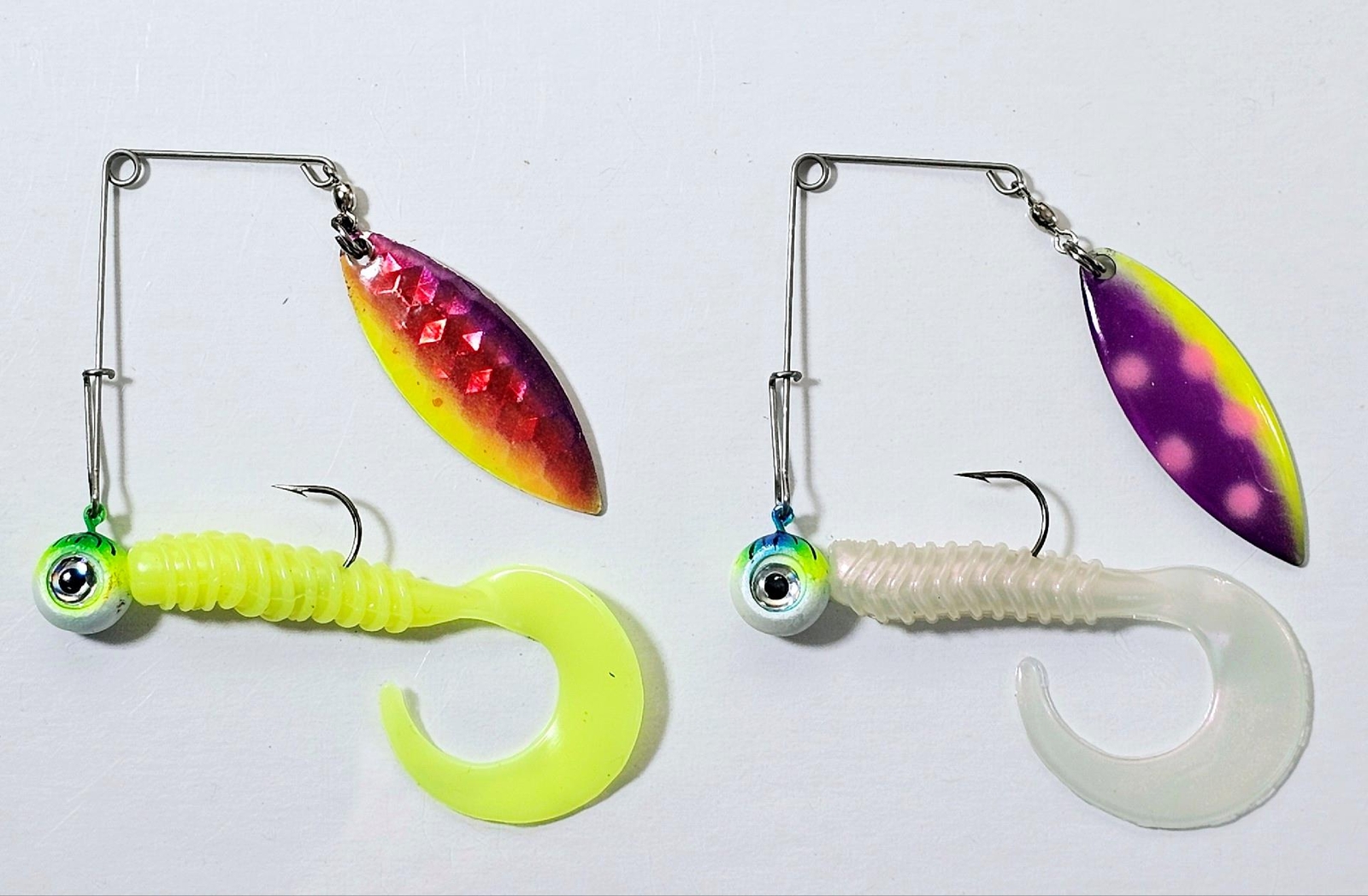 (Lot of 2) Kingfisher Jig Spinner Willow Leaf #4 Designer Blade 4" Grub ...