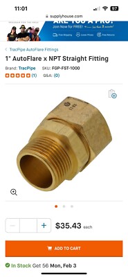 1” tracpipe male adapter 1” npt | eBay