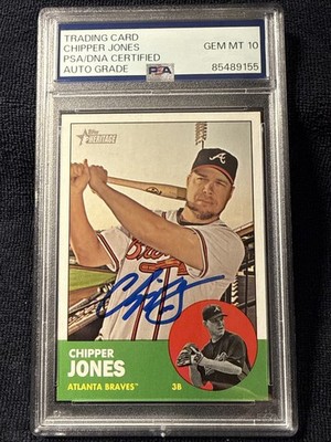 Chipper Jones 2012 Topps Heritage #347 Signed Auto 10 PSA/DNA Braves ...