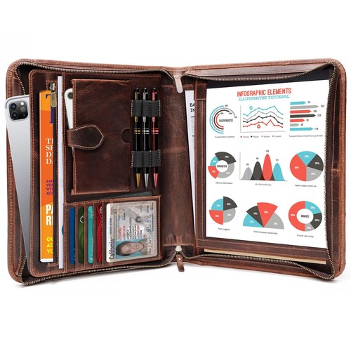 Leather Portfolio Binder, Professional Organizer Padfolio – Resume ...