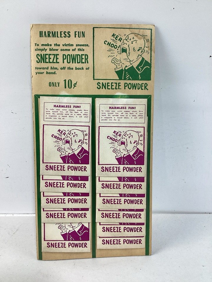 1950’s Novelty Magic Tricks Gags SNEEZE POWDER Store Display & 23 ...