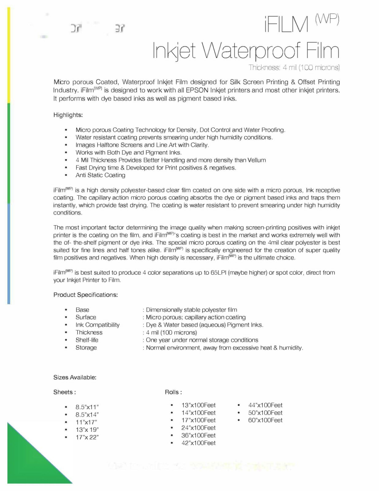 Waterproof Inkjet Positive Film For Silk Screen 13" x 19" - 100 Sheets ...