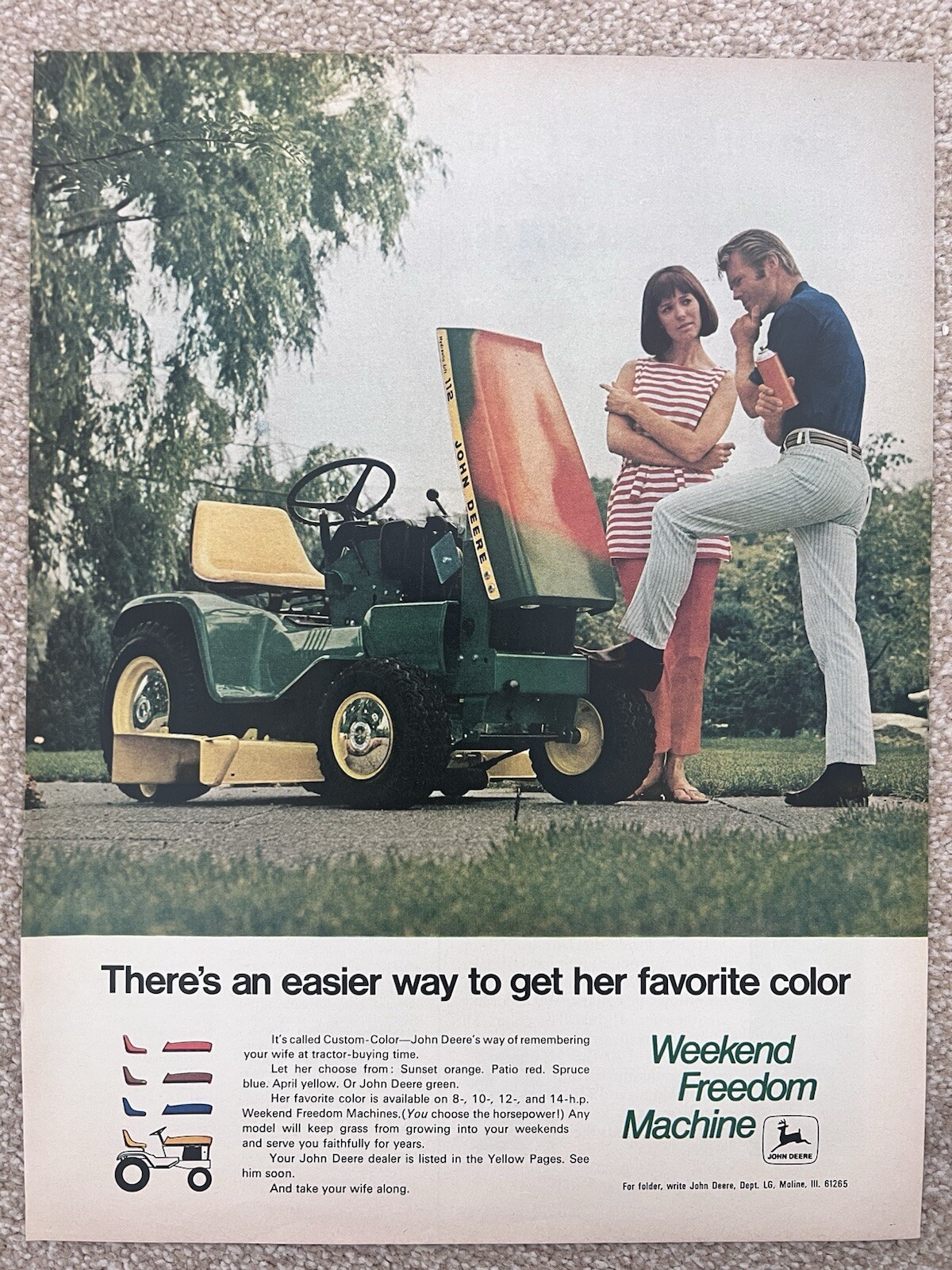 Rare 1969 John Deere Weekend Freedom Machine USA Magazine Advert | eBay