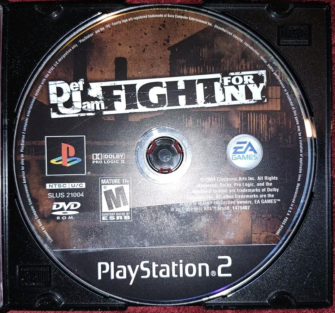 Def Jam Fight for NY Sony PlayStation 2 2004 PS2 Disc Only Black Label ...
