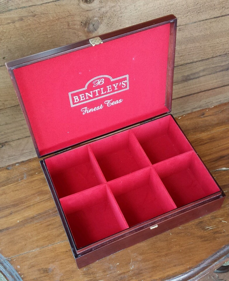 Bentleys Finest Teas Burgundy Wood Storage Box Container 6 Flavor ...