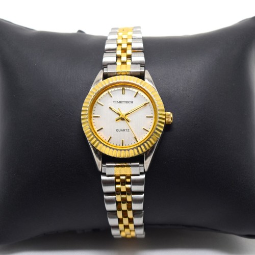 Elegant TIMETECH 2657L Fluted Bezel Two Tone Women’s Quartz Watch-New ...