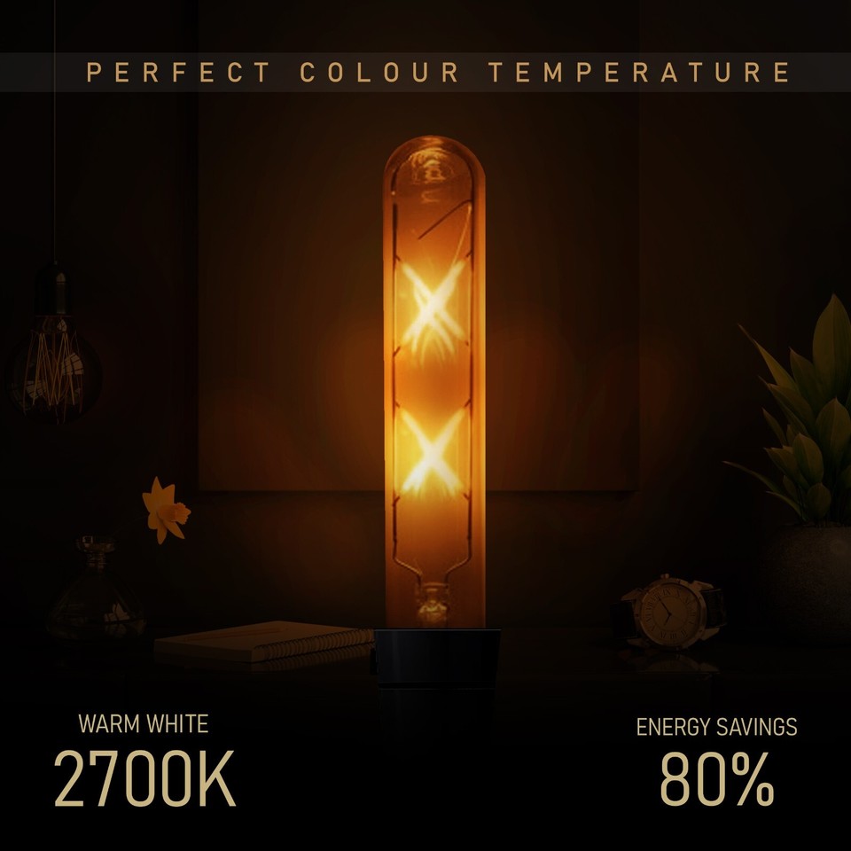 Vintage LED Filament Light Bulb Edison Screw Clear Amber Glass E27 B22 ...