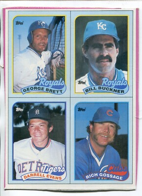 1989 Topps Box Bottom Panel - Brett / Buckner / Evans / Gossage | eBay