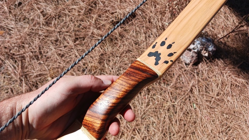 Custom Made Primitive Self Bow Hickory And Zebra wood. Sinew Suport ...