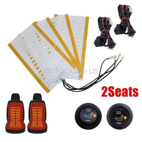 Heated Seat Kit,2 Seats (12V) Universal Round Switch Seat Heater,4 Pads ...