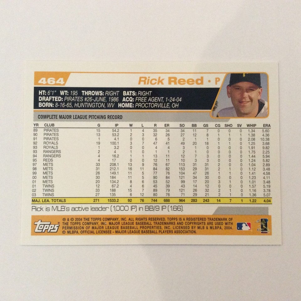 2004 Topps #464 Rick Reed Pittsburgh Pirates | eBay
